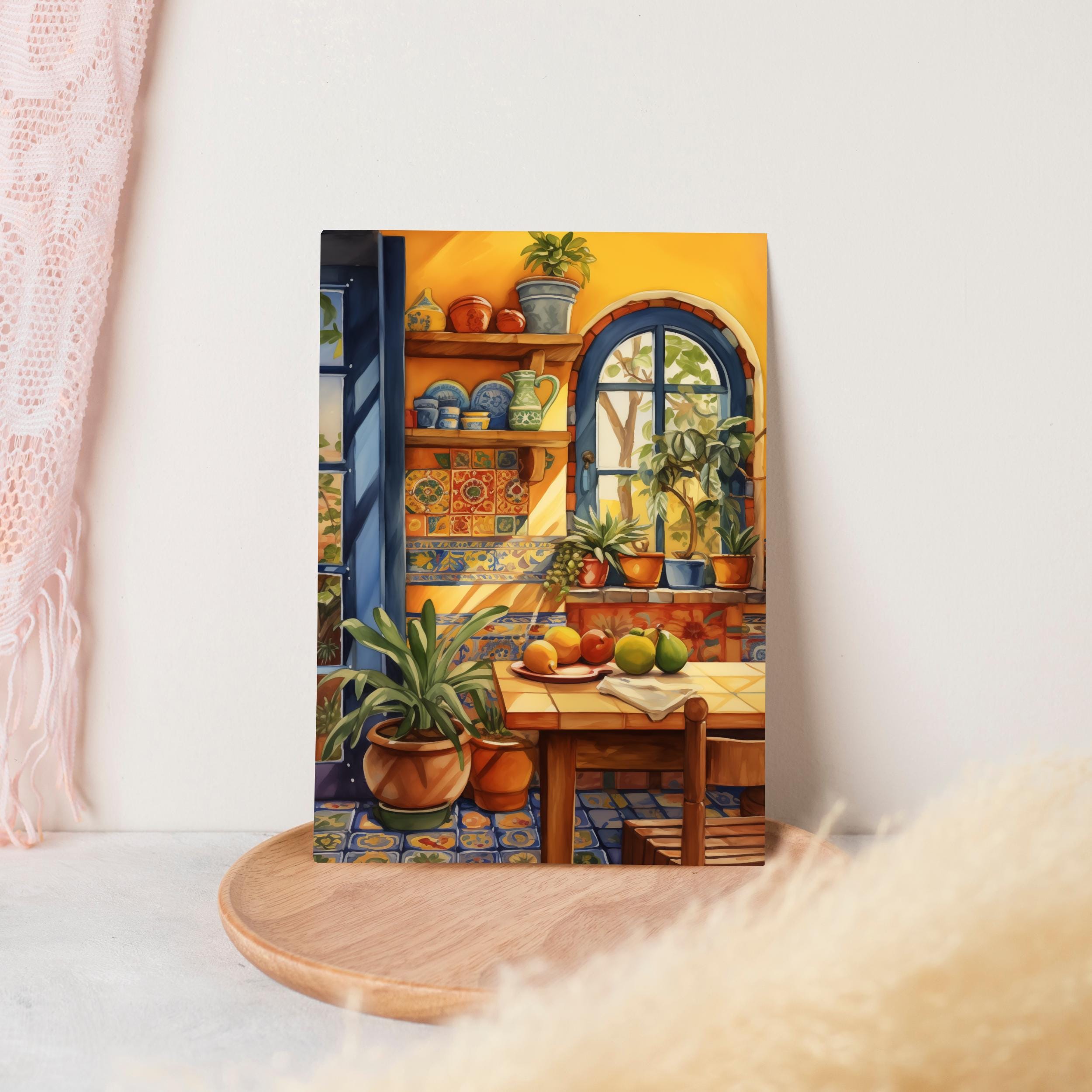 Mexican Kitchen Watercolor Print, Traditional Latin Home Decor, Mosaic ...