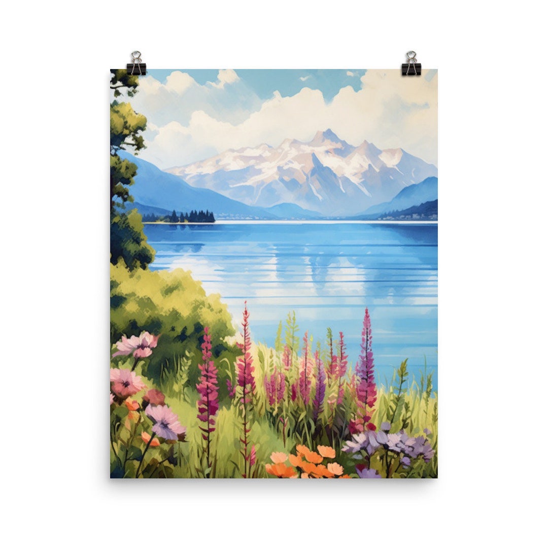 Lake Geneva Watercolor Print | Switzerland Travel Gift | Swiss ...