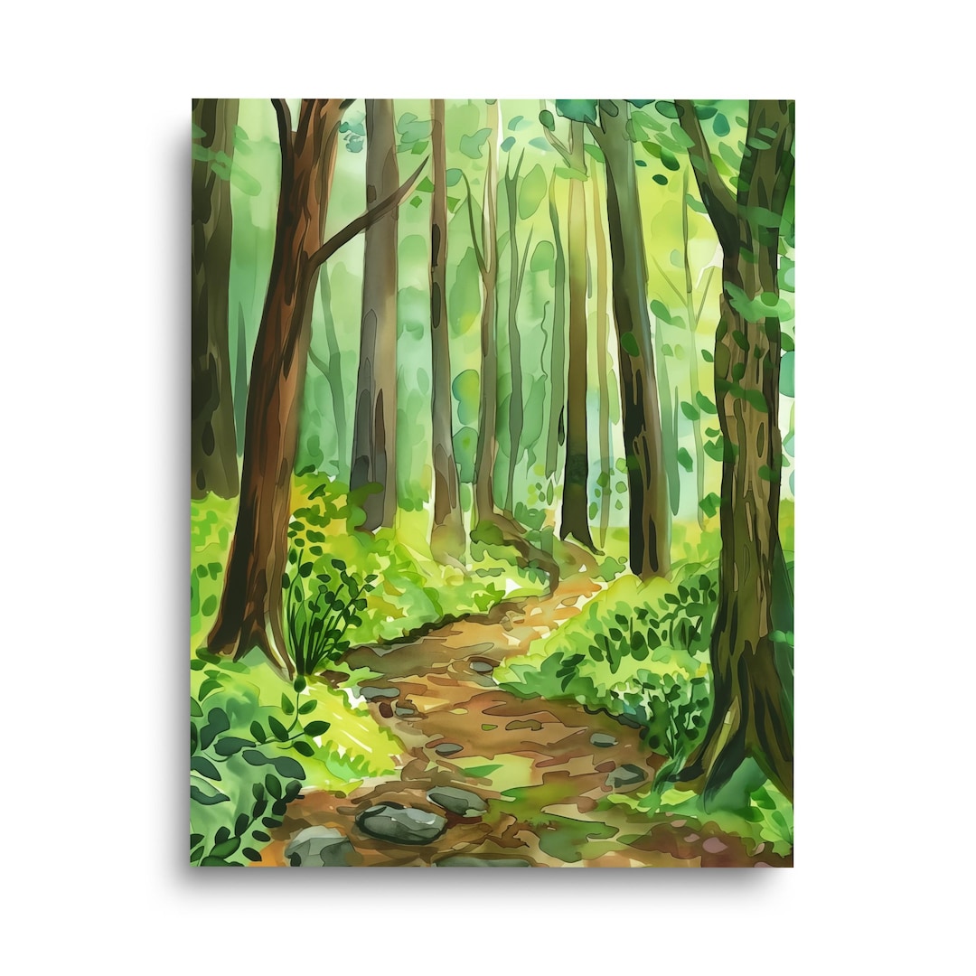 Calm Forest Watercolor Print | Nature Wall Art | Woodland Home Decor ...