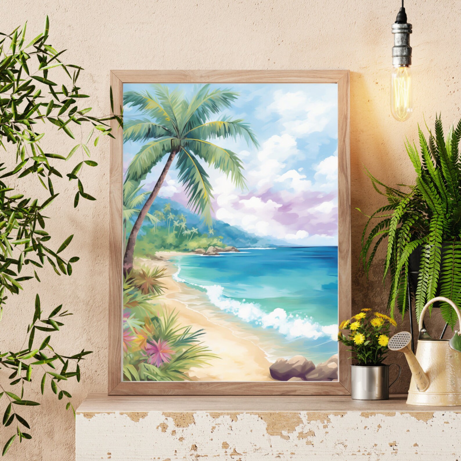 St. Lucia Watercolor Print, Caribbean Beach Art, Turquoise Water Poster ...