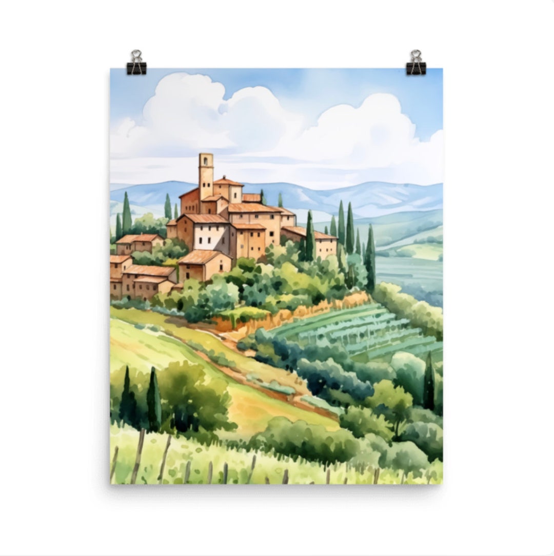 Orvieto Italy Watercolor Print, Umbria Wine Country Wall Art, Italian ...