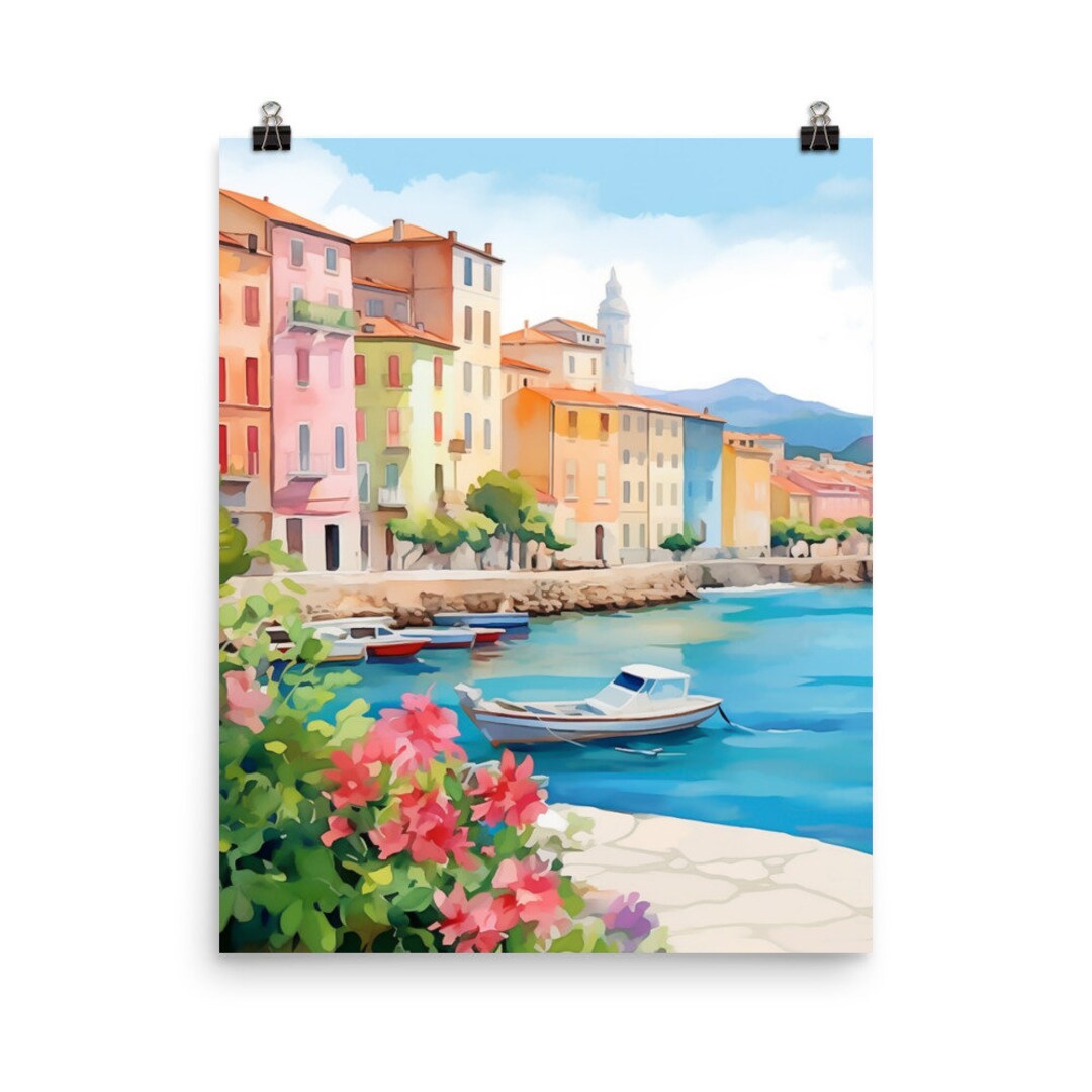 Marseille Watercolor Print | French Riviera Decor | France Wall Art ...
