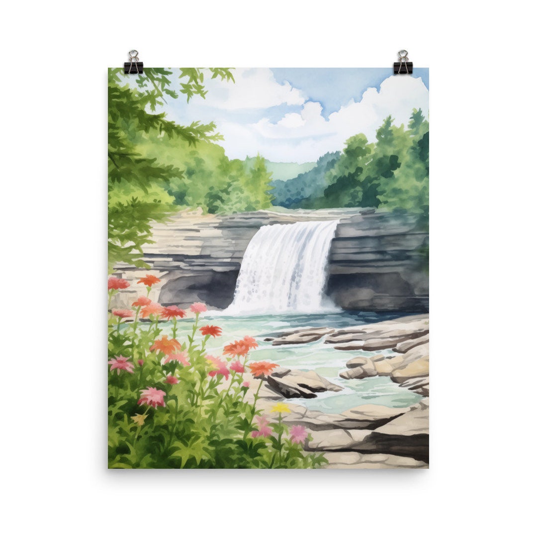 Cumberland Falls Watercolor Print, Kentucky Landscape Wall Art ...