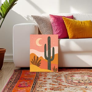 Bohemian Rainbow Desert Print | Cactus Wall Art | Boho Home Decor ...