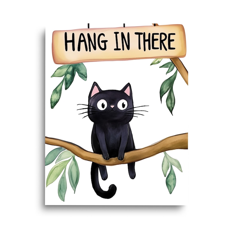 Cat Poster Hang in There - Etsy