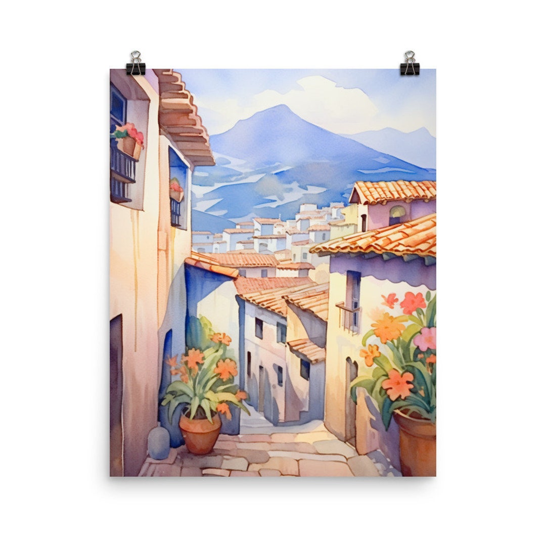 Cusco Peru Watercolor Print, Andean Cityscape Wall Art, South America ...