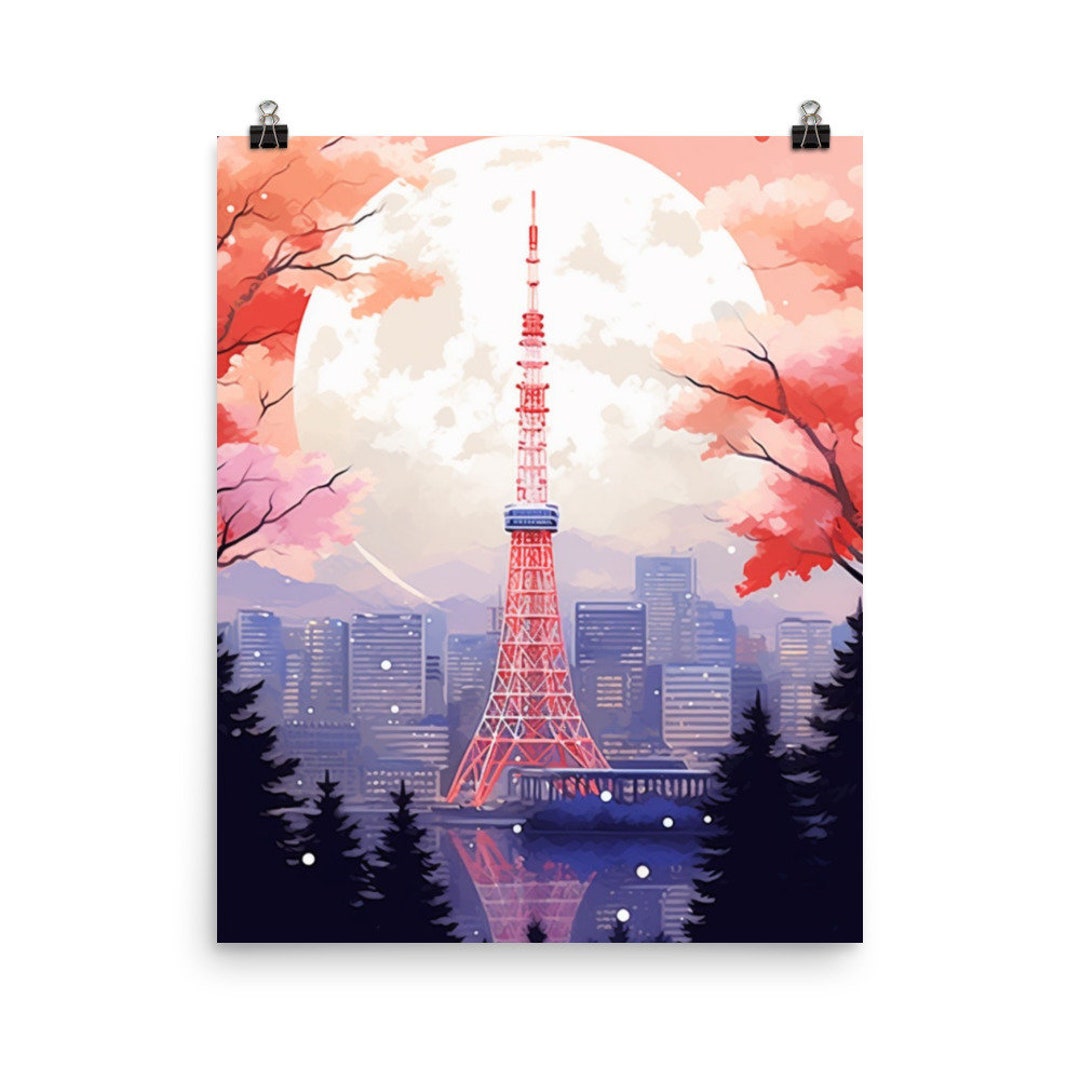 Tokyo Tower Watercolor Print Japan Travel Poster Tokyo Poster Japanese ...