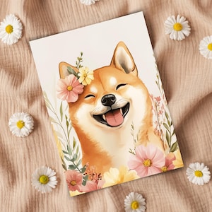 Shiba Inu Watercolor Print, Japanese Dog Wall Art, Cute Puppy Poster ...