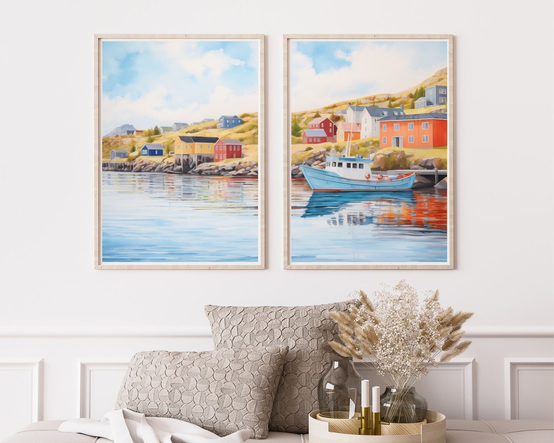 Newfoundland Watercolor Print, Set of 2, Coastal Canada Wall Art ...