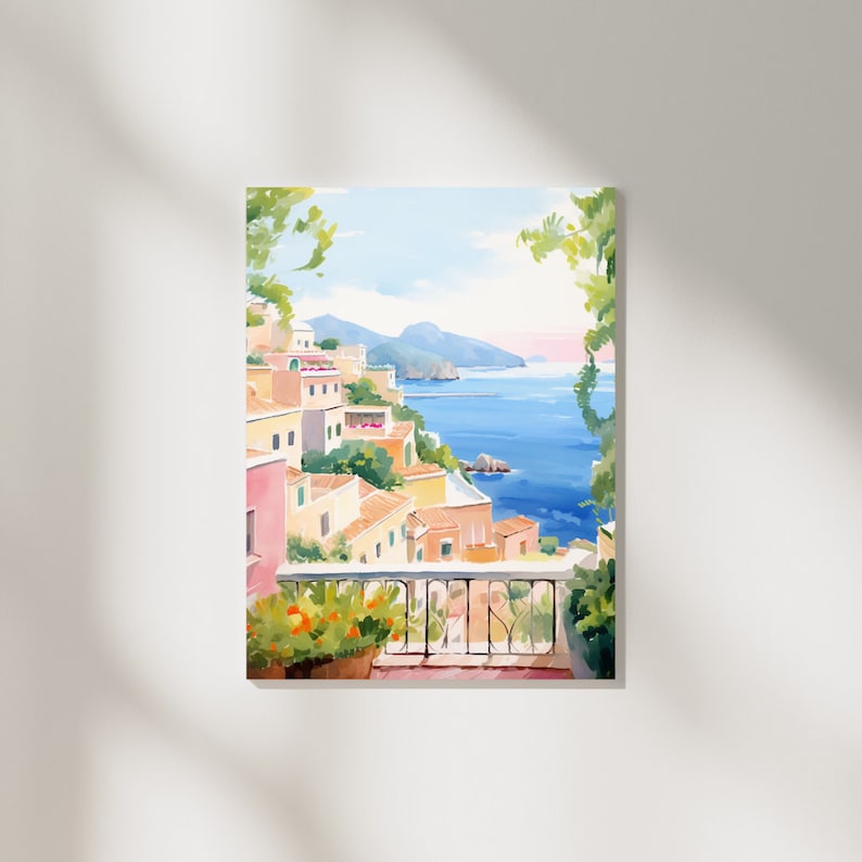 Capri Watercolor Print Amalfi Coast Gift Italy Wall Art - Etsy