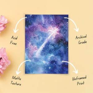 Shooting Star Watercolor Print | Celestial Wall Art | Cosmic Home Decor ...