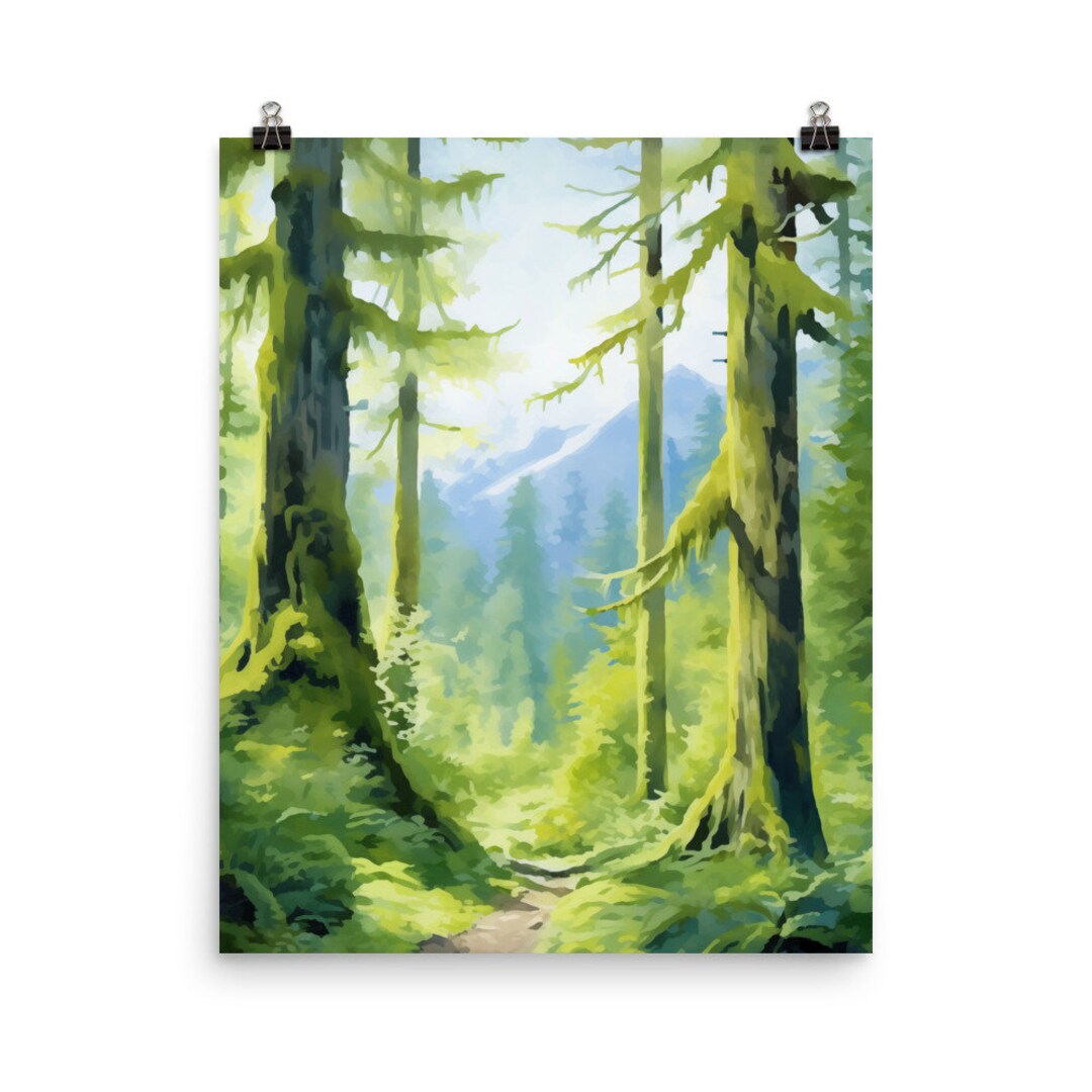 Hoh Rainforest Watercolor Print | Washington Wall Art | Olympic ...