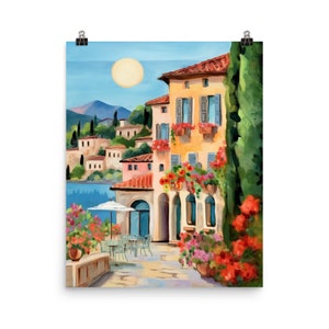 Lake Como Watercolor Print | Italian Riviera Travel Gift | Lakeside ...