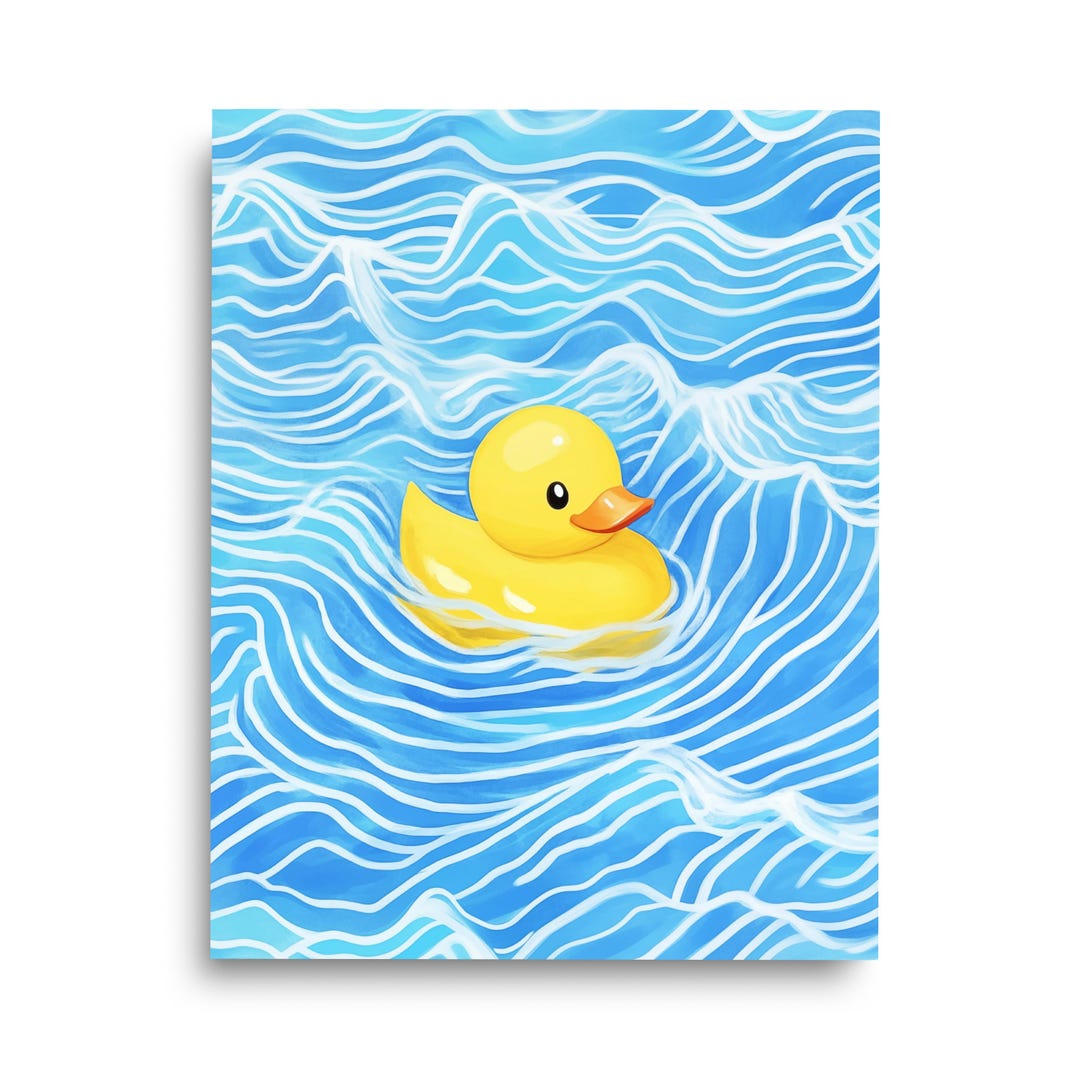 Rubber Duckie Watercolor Print, Cute Yellow Duck Wall Art, Whimsical ...