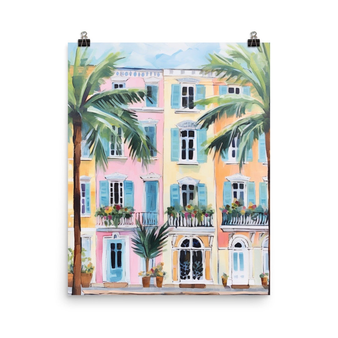 Rainbow Row Watercolor Print | Charleston Gift | South Carolina Art ...