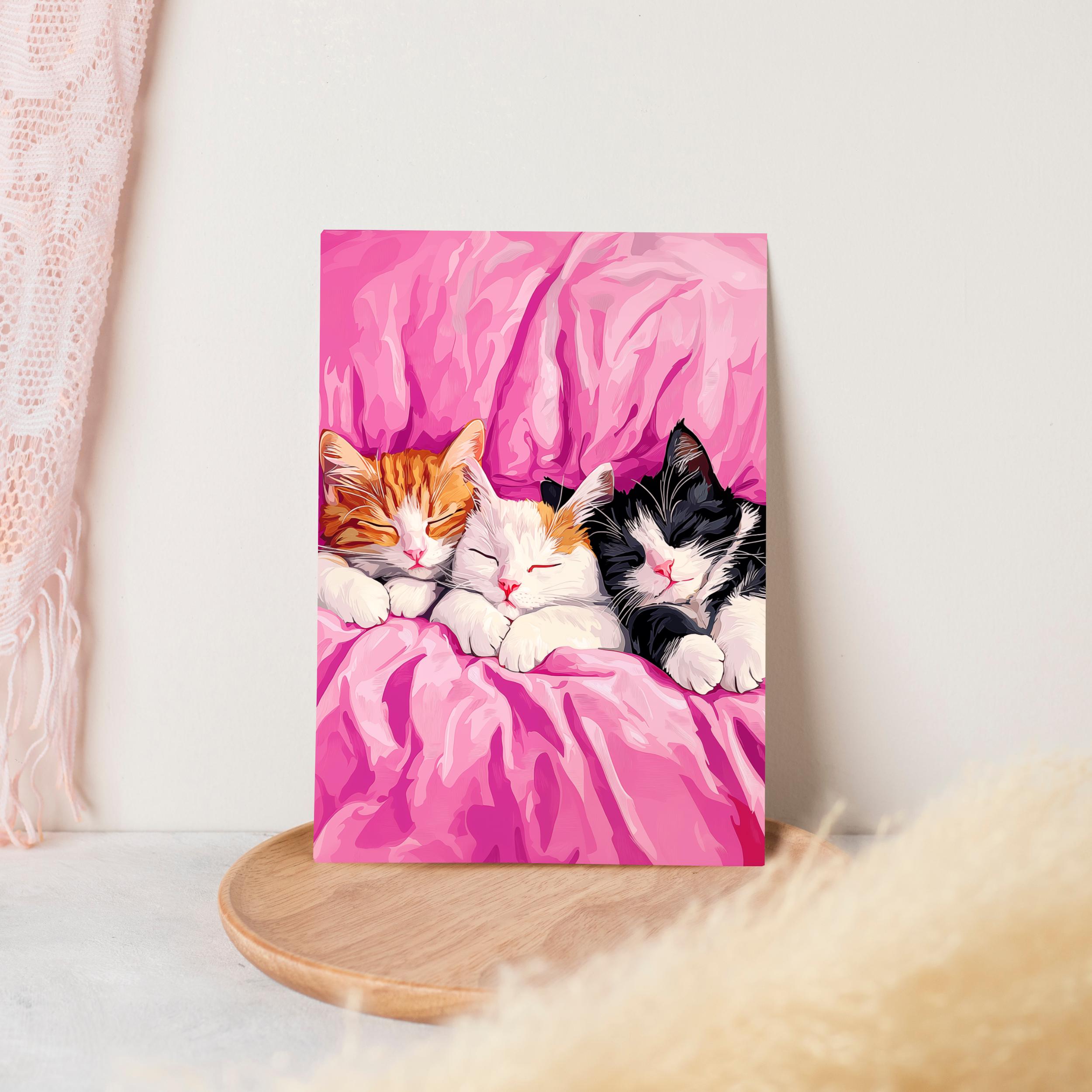 Kitten Watercolor Print, Sleeping Cat Wall Art, Cozy Animal Nursery ...