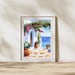 Greek Island Watercolor Print, Aegean Sea Coastal Art, Greece Travel ...
