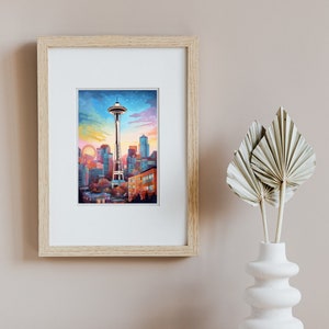 Space Needle Watercolor Print, Seattle Landmark Wall Art, Washington ...