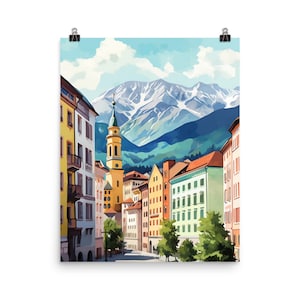 Innsbruck Watercolor Print | Austria Gift | Baroque Architecture ...