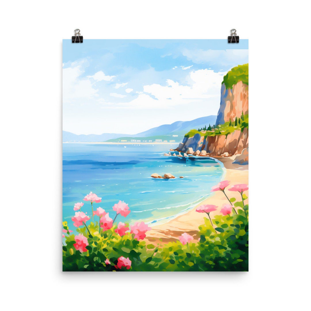 Sardinia Watercolor Print | Sardinian | Beach Wall Art | Italy Travel ...