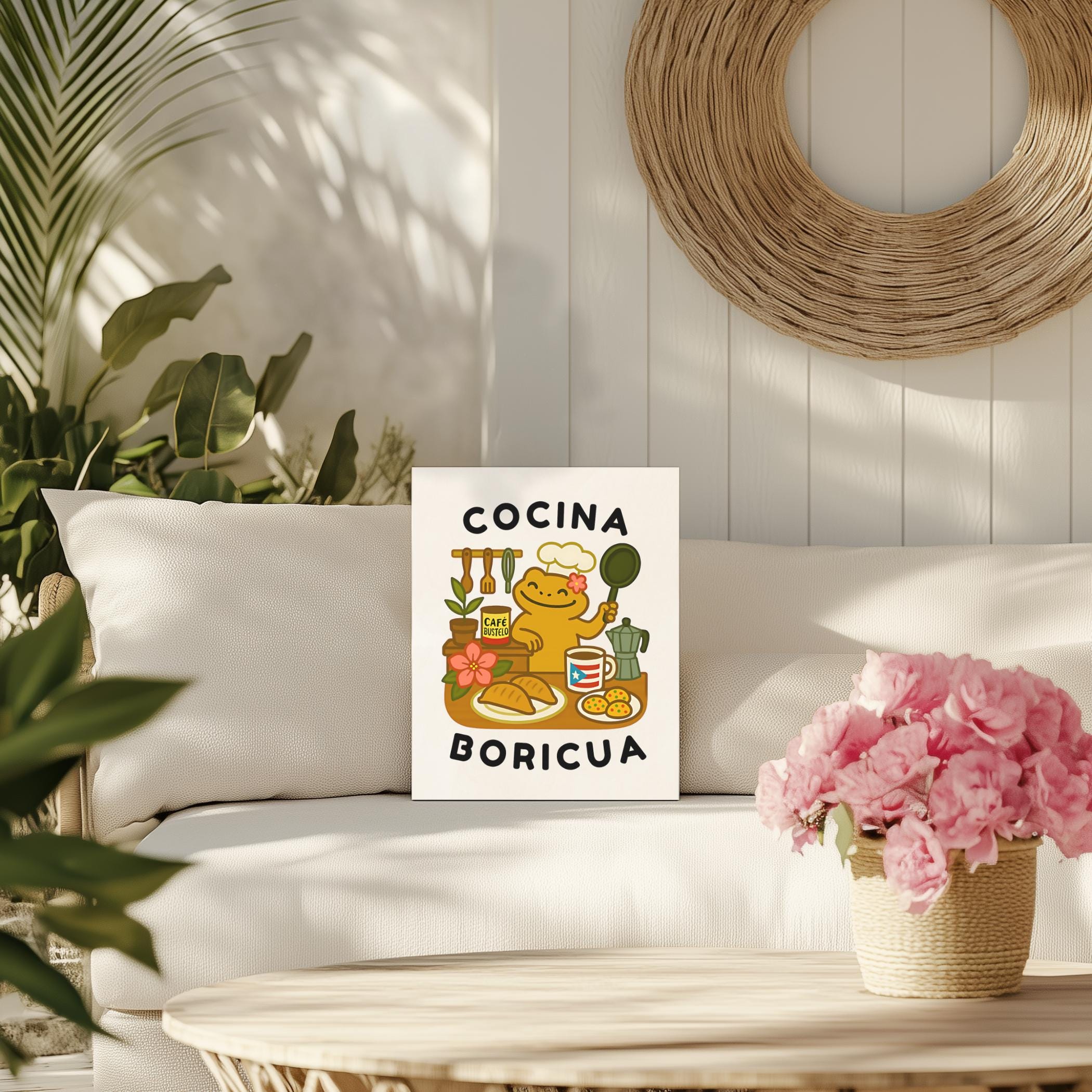 Cocina Boricua Print, Puerto Rican Kitchen Art, Coqui Chef Poster ...