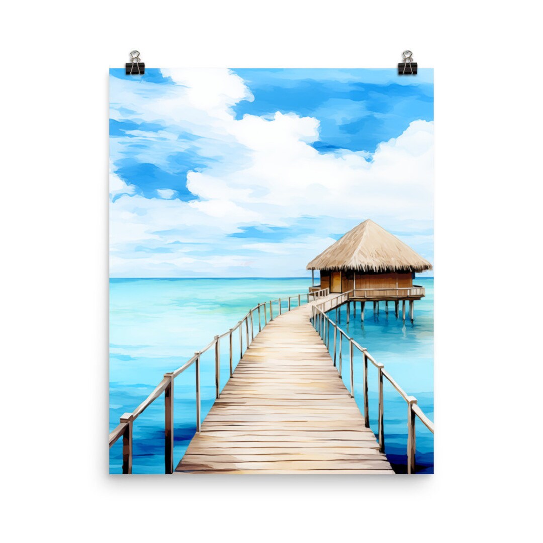 Fiji Watercolor Print | Tropical Island Decor | Pacific Ocean Art ...