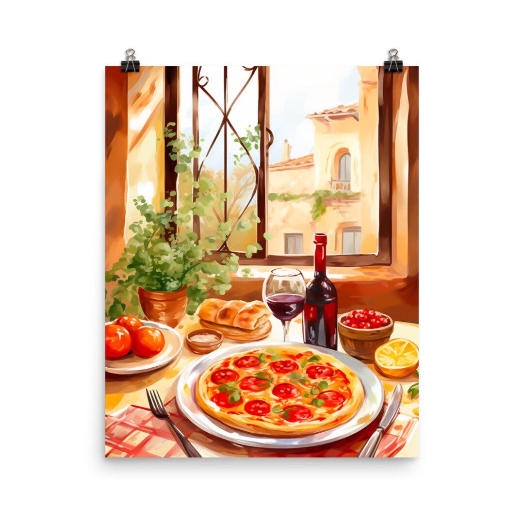 Neapolitan Pizza Watercolor Print Naples Wall Art Italy Travel Gift ...