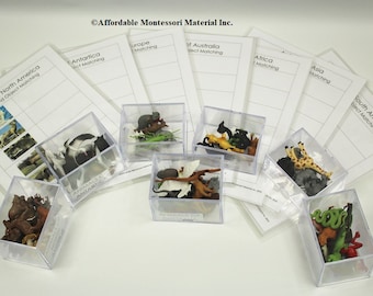 Wooden Animals of the Continents Animals of the World Montessori ...