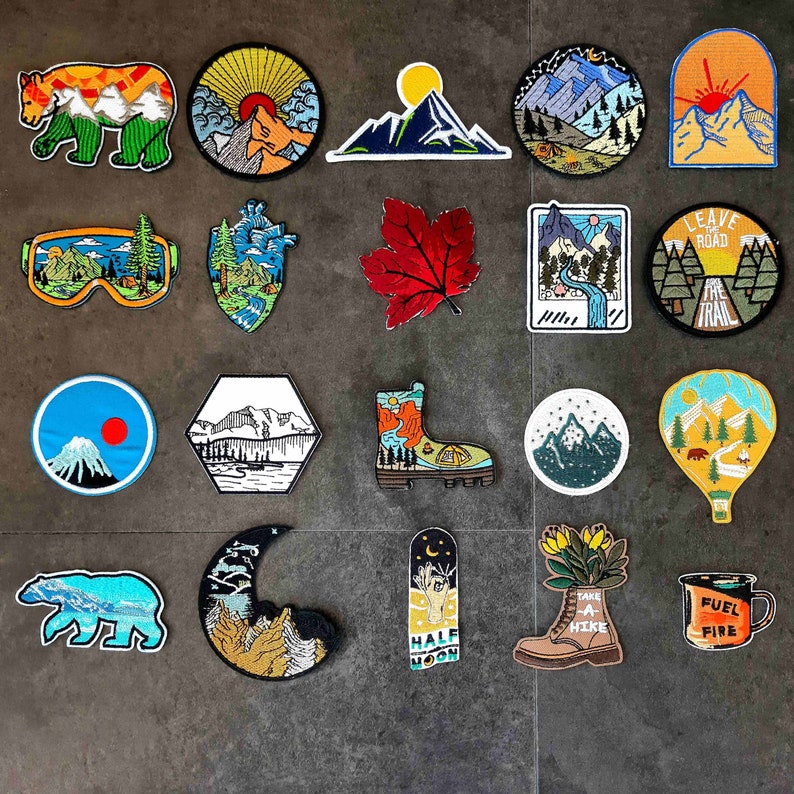 Toppa termoadesiva Natura montagne alberi orsetti toppe o toppe ...