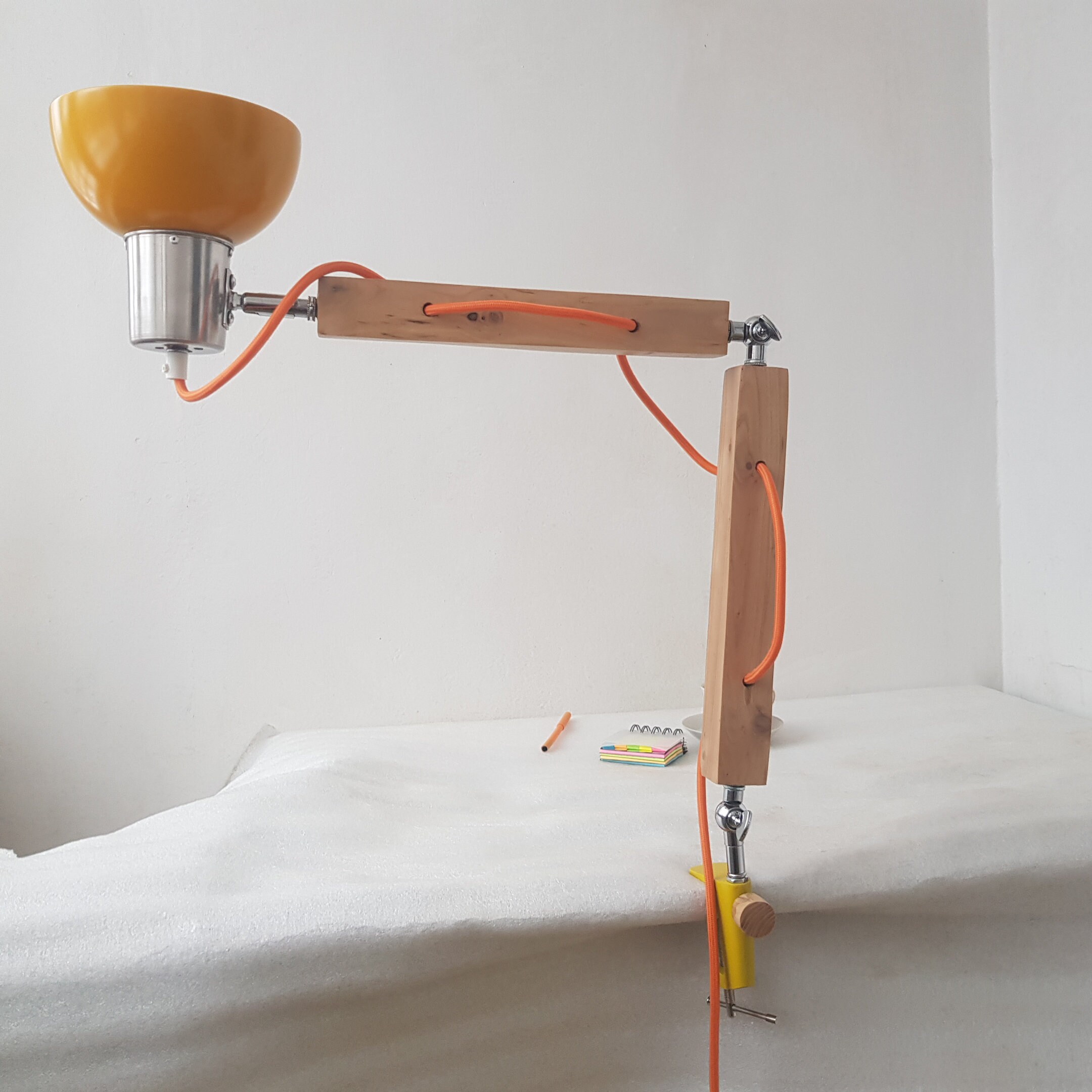 Sea Buckthorn Wood Swing Arm Lamp, Clamp Mount Desk Lamp - Etsy