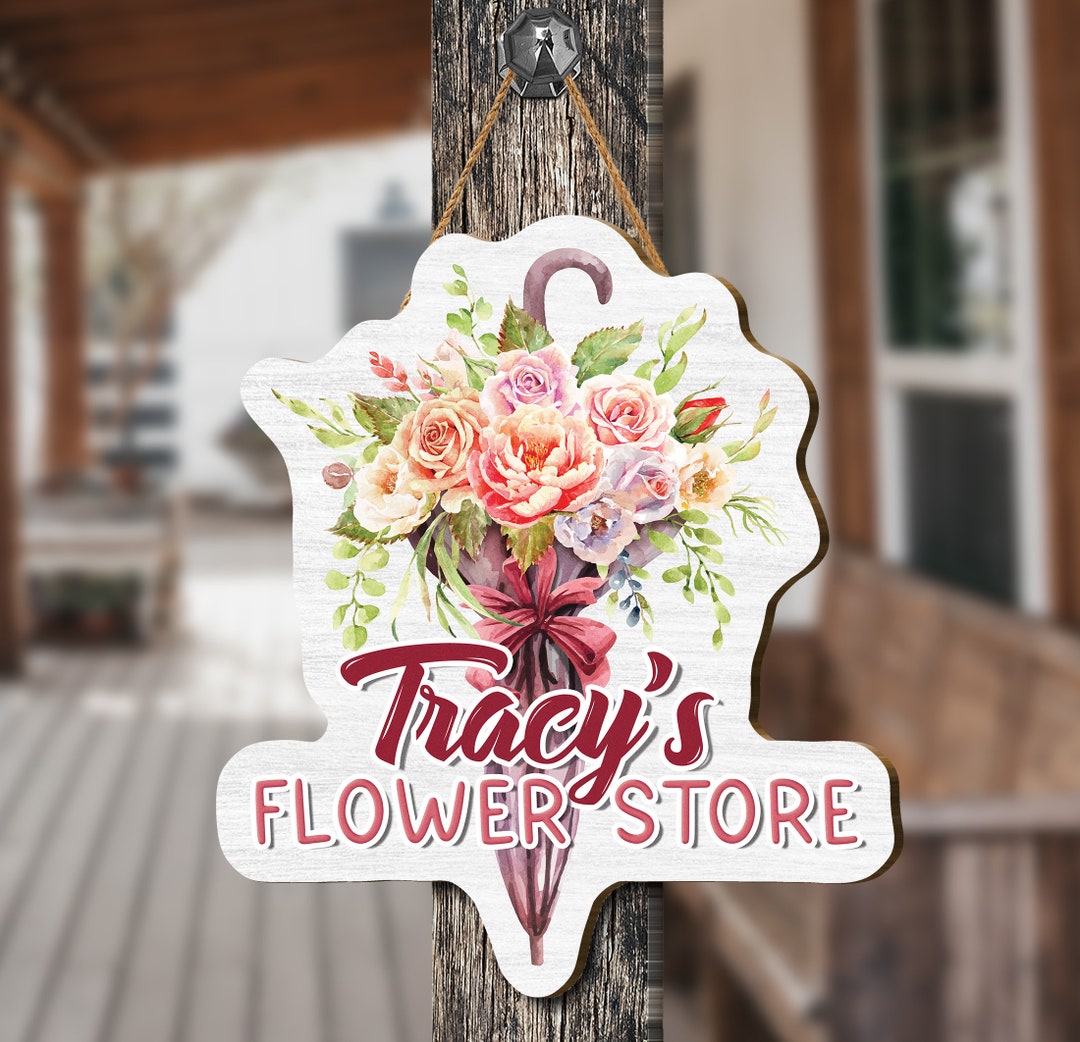 Custom Logo Sign Custom Your Name Wooden Sign Flower Shop - Etsy