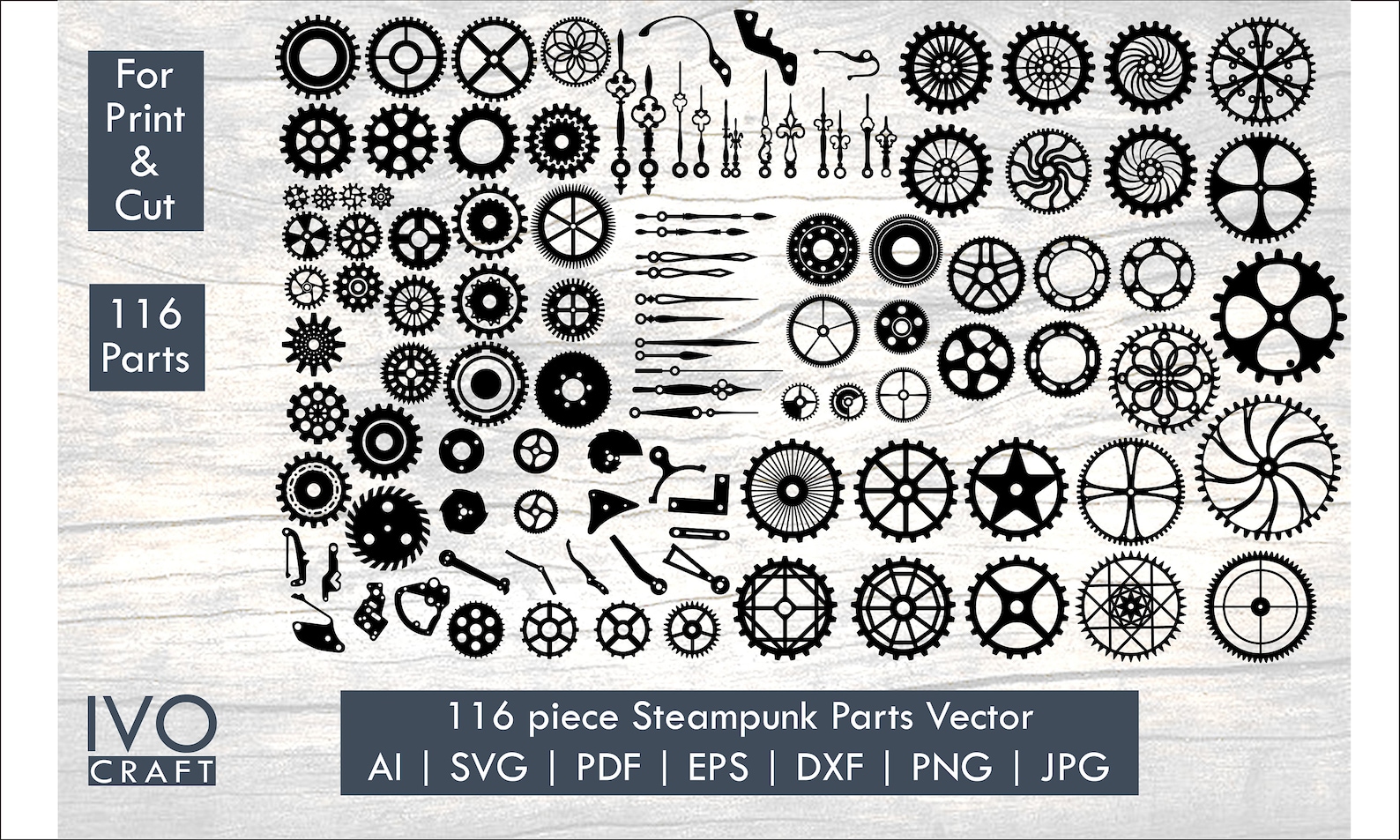 116-piece Vector Steampunk SVG Bundle | Gears SVG | Gear Svg | Sprocket ...