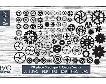 116-piece Vector Steampunk SVG Bundle | Gears SVG | Gear Svg | Sprocket ...