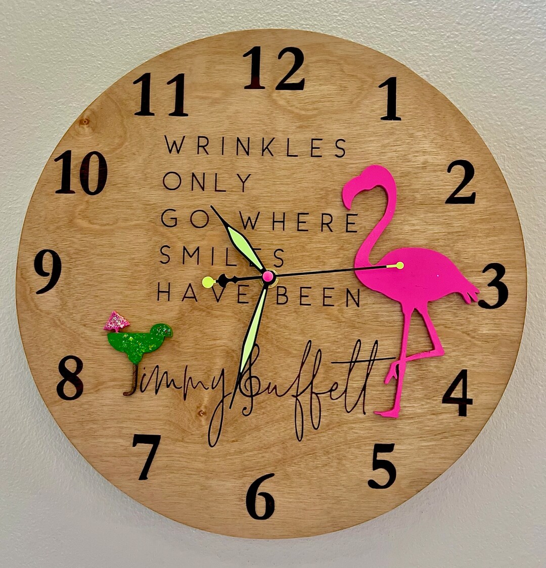 Jimmy Buffett wrinkles Only Go Where Smiles Have Been Wood Clock - Etsy