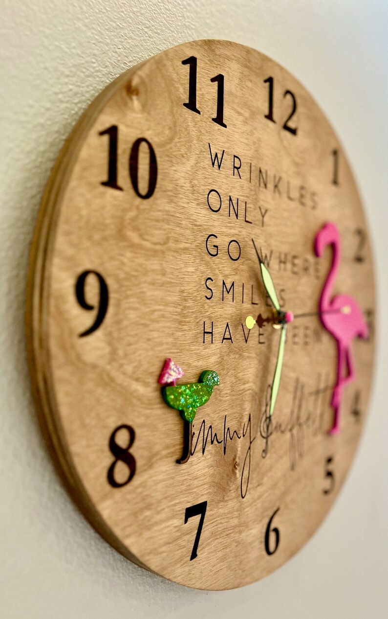 Jimmy Buffett wrinkles Only Go Where Smiles Have Been Wood Clock - Etsy