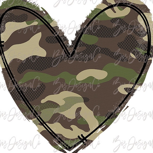 Camo Heart Png Camoflage Hearts Png Files Camo Heart - Etsy