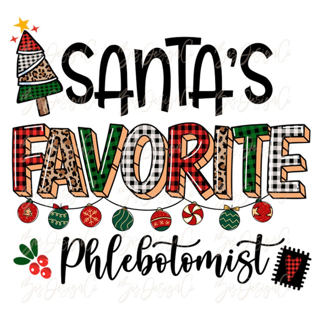 Santa's Favorite Phlebotomist Png, Leopard Red Buffalo Plaid Christmas ...