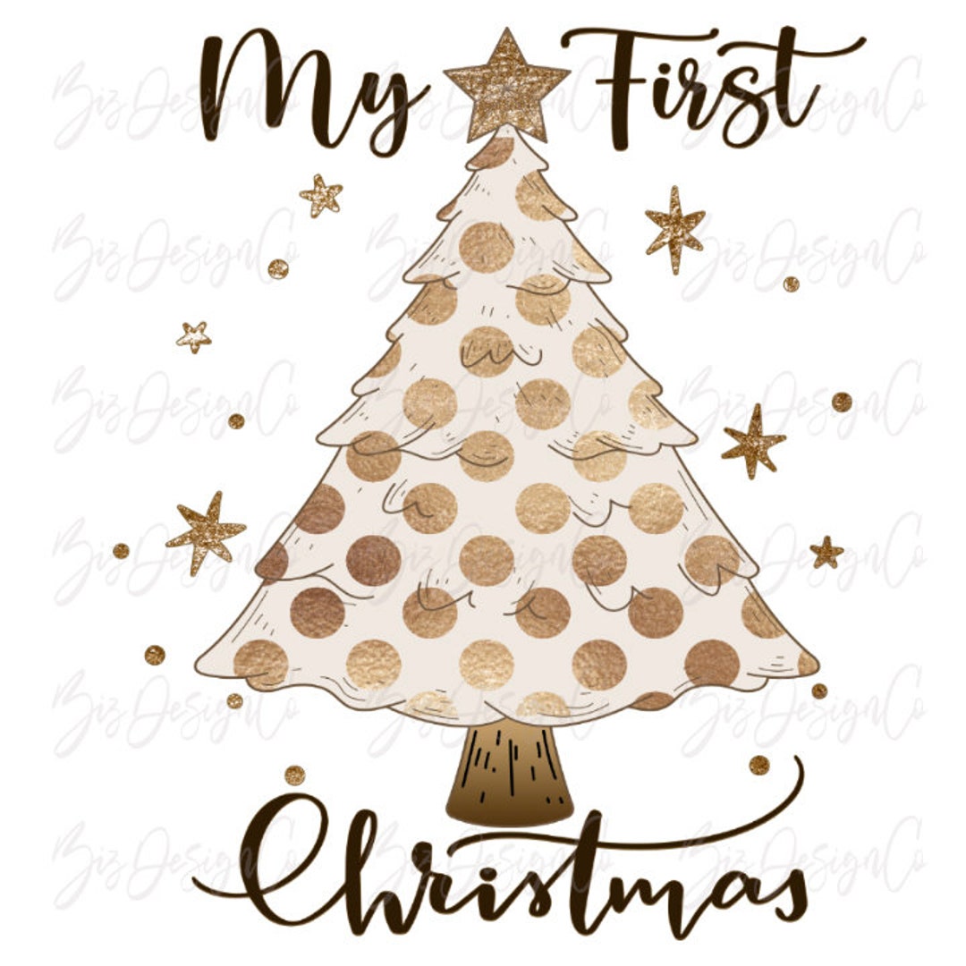 My First Christmas Png, Gold Christmas Tree Santa Baby, Christmas ...