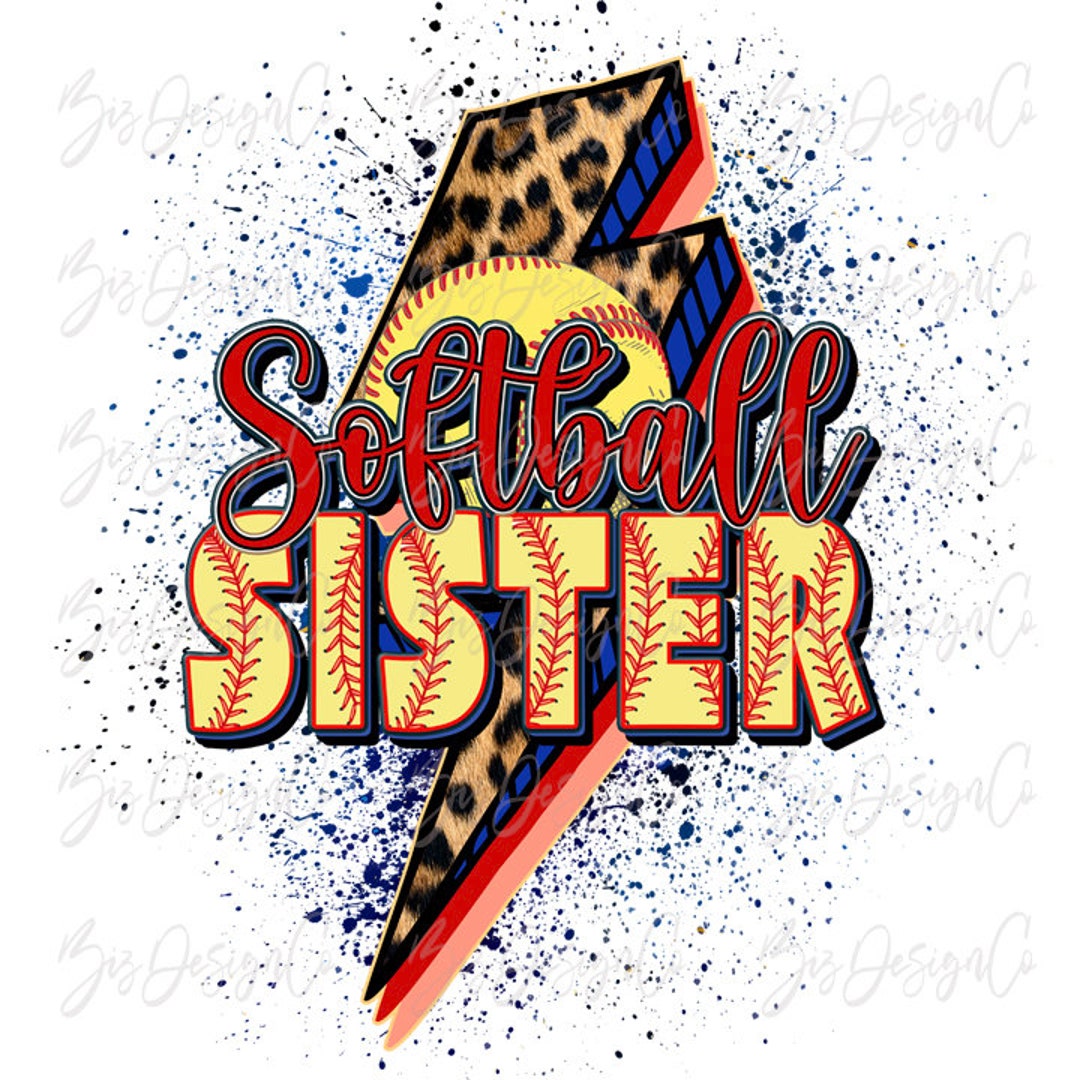 Softball Sister Png, Cheetah Leopard Softball Sublimation Designs ...