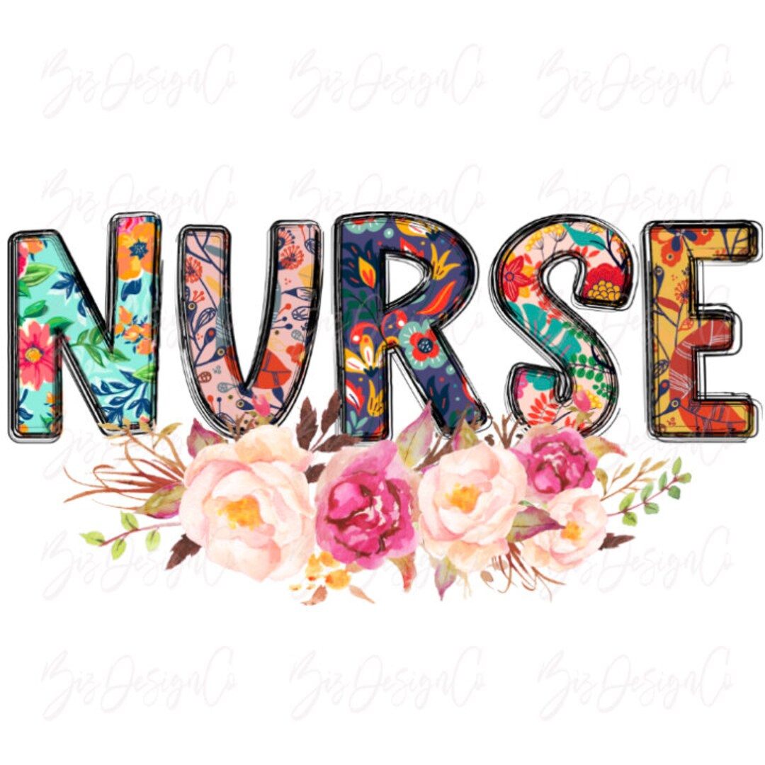 Boho Floral Nurse Sublimation Designs Downloads, Pink Flowers Nurse ...