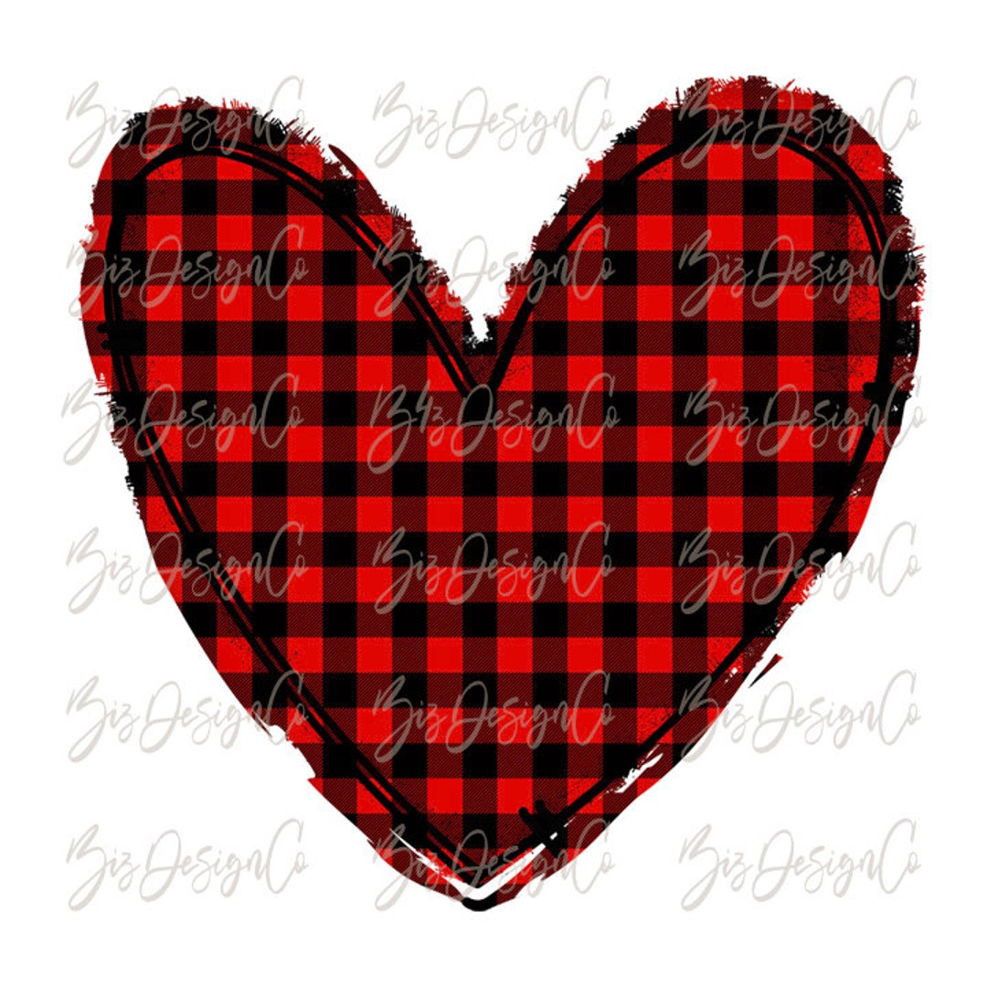 Red Buffalo Plaid Heart Png, Hand Drawn Heart Download, Christmas Heart ...