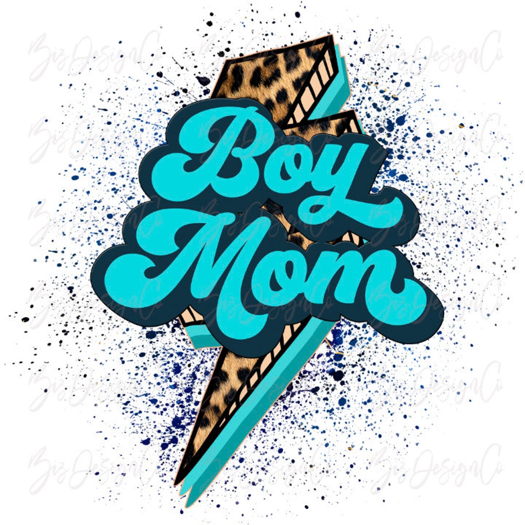 Boy Mom Png, Mama Sublimation Designs Downloads, Leopard Blue Lightening Bolt Mama Mom ...
