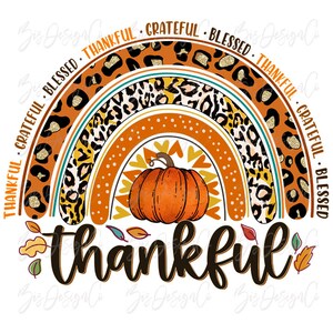 Retro Thankful Png, Fall Rainbow Sublimation Designs Downloads, Vintage ...