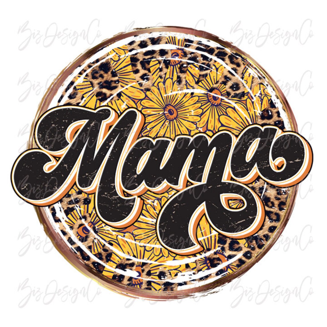 Sunflower Mama Png, RETRO Mama Sublimation Designs Downloads, Leopard ...