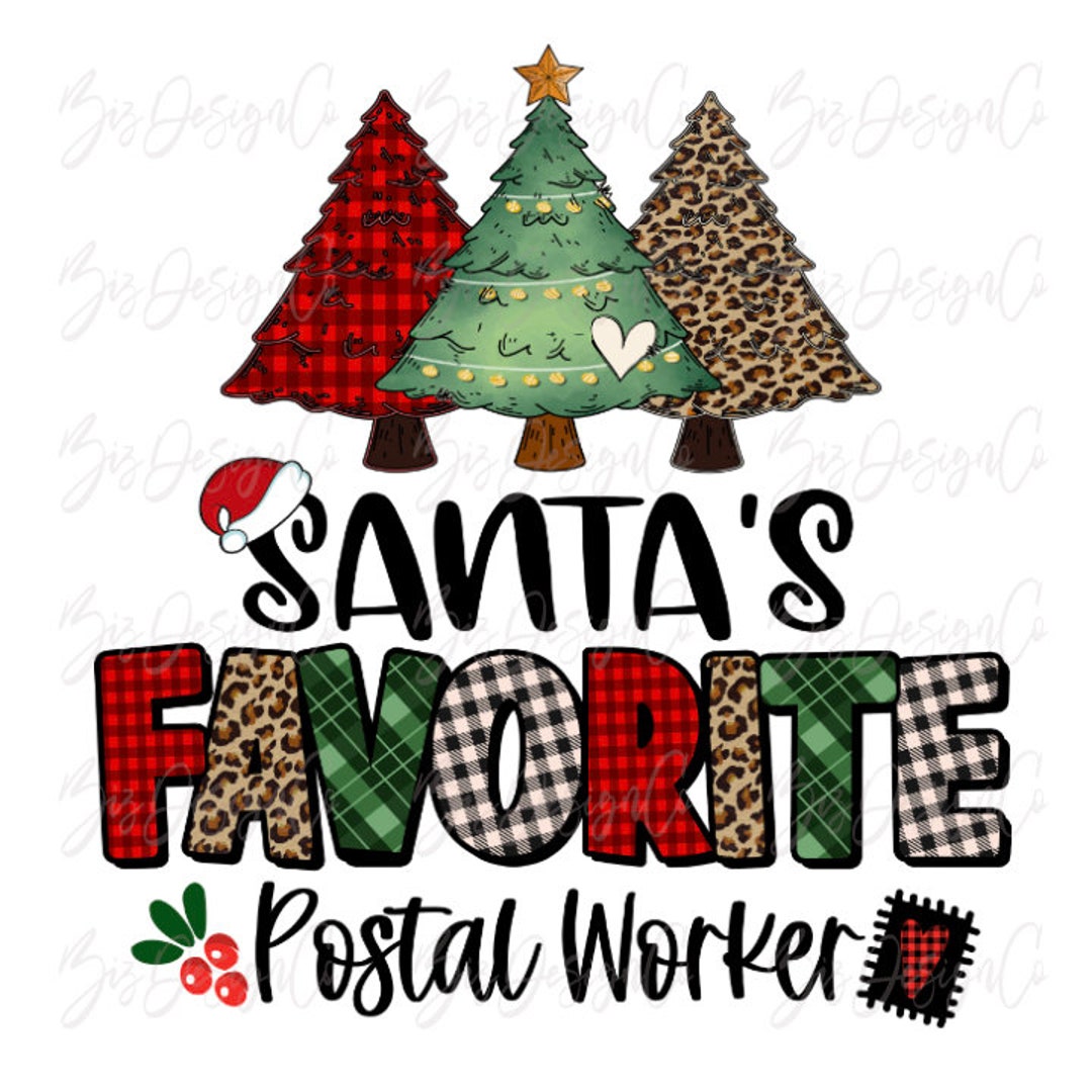 Santa's Favorite Postal Worker Png, Leopard Red Buffalo Plaid Christmas ...
