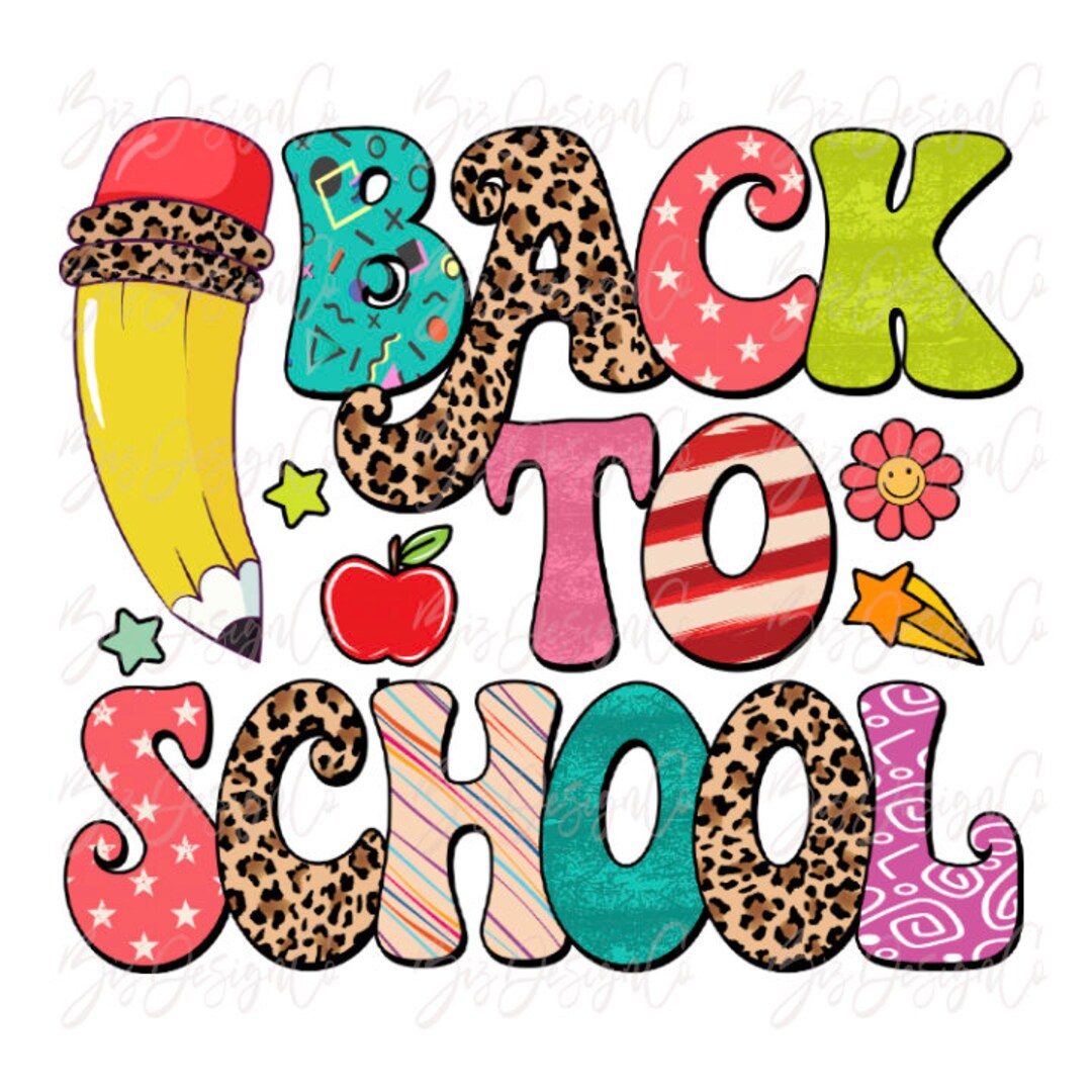 Groovy Back to School Png, Happy First Day of School Png, Leopard ...
