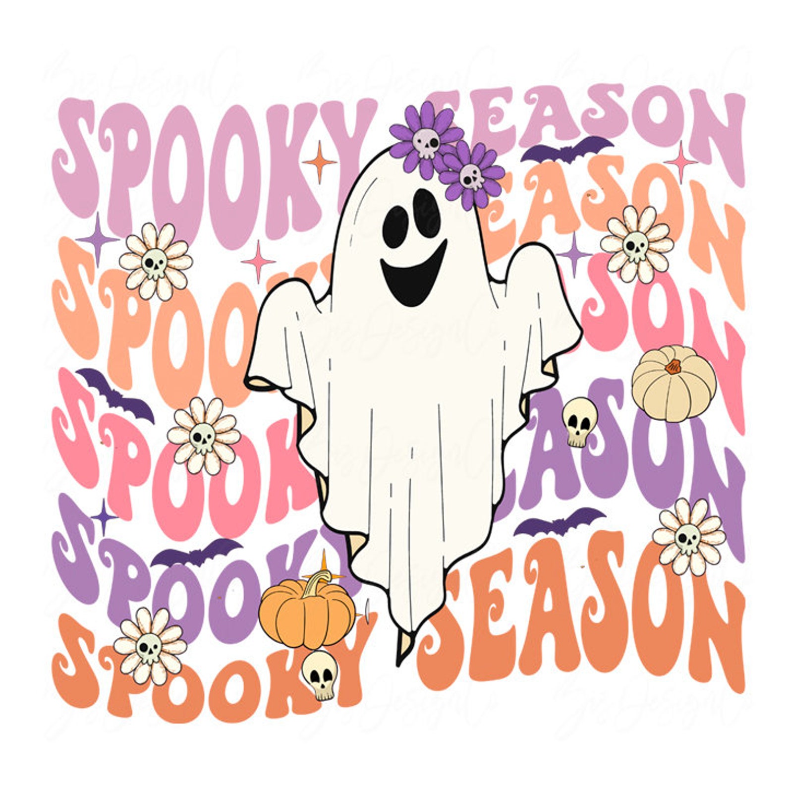 Spooky Season Ghost Png Groovy Halloween Sublimation Designs - Etsy