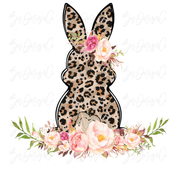 Floral Leopard Bunny Png - Etsy