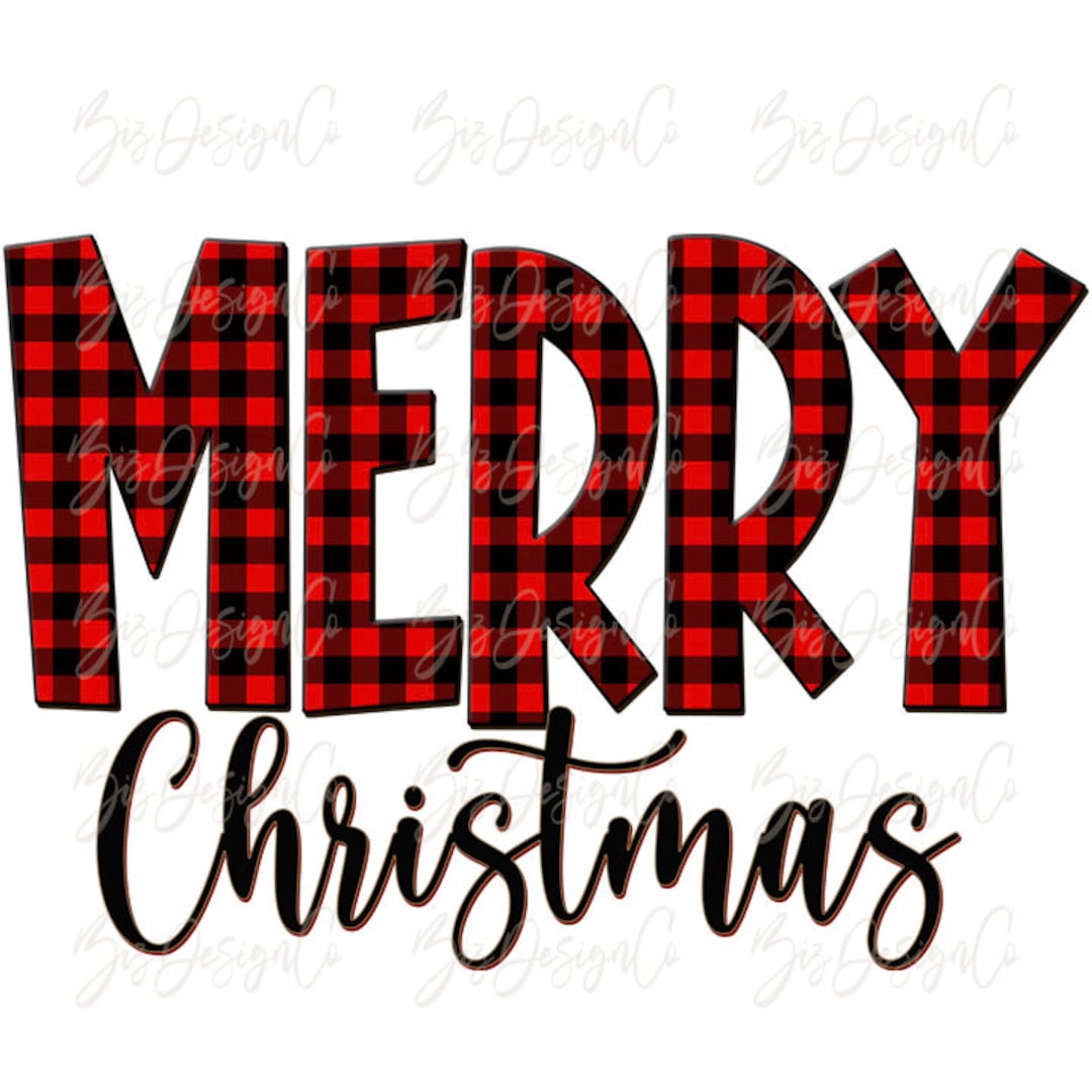 Merry Christmas PNG, Red Buffalo Plaid Xmas Sublimation Designs ...