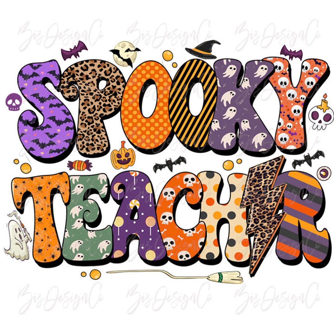 Leopard Spooky Teacher Png, Teacher Sublimation Designs Downloads ...